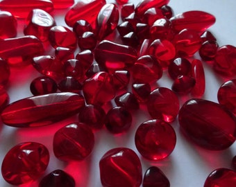 Red Glass Nuggets | Etsy