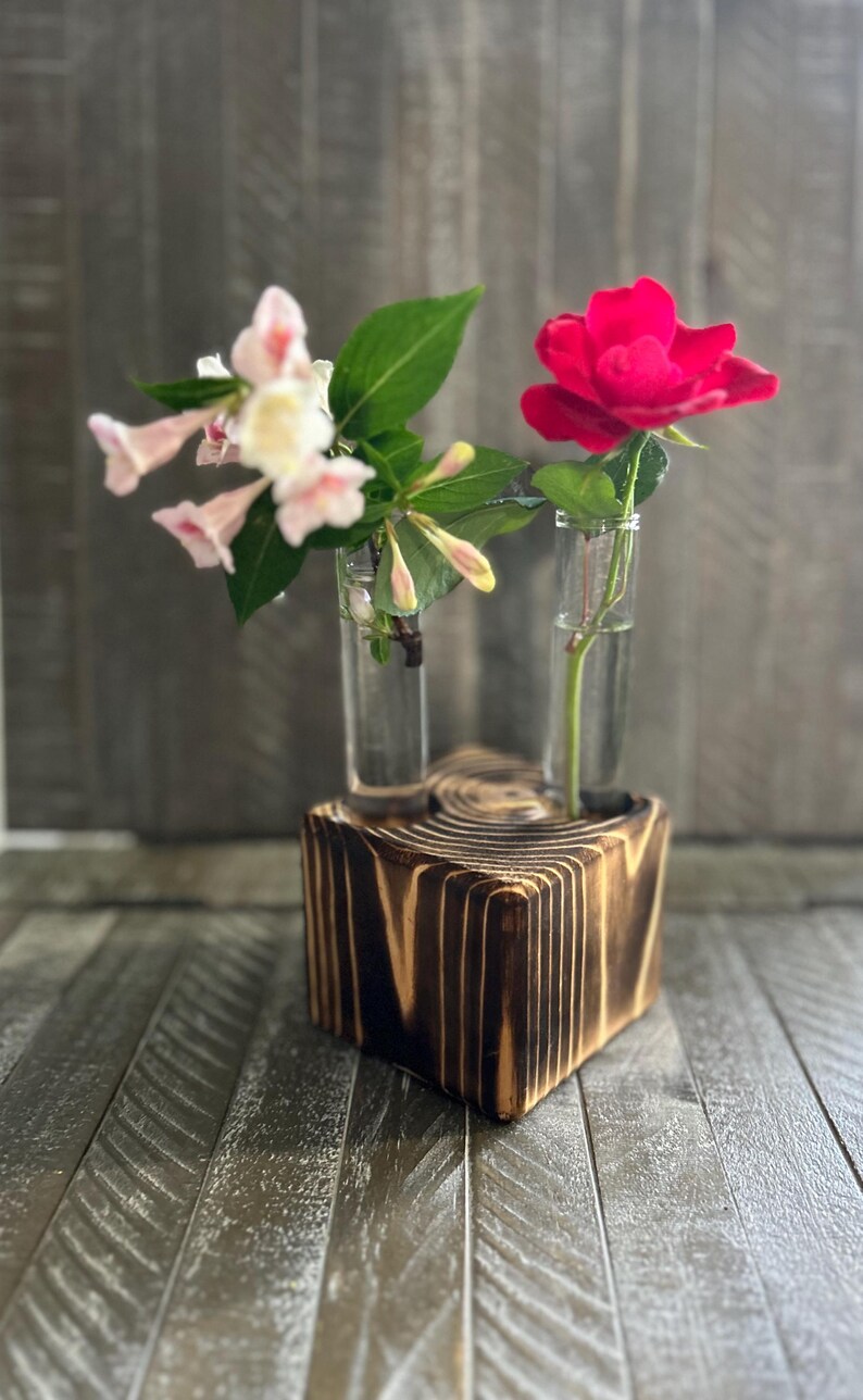 Rustic Wooden Bud Vase - Etsy