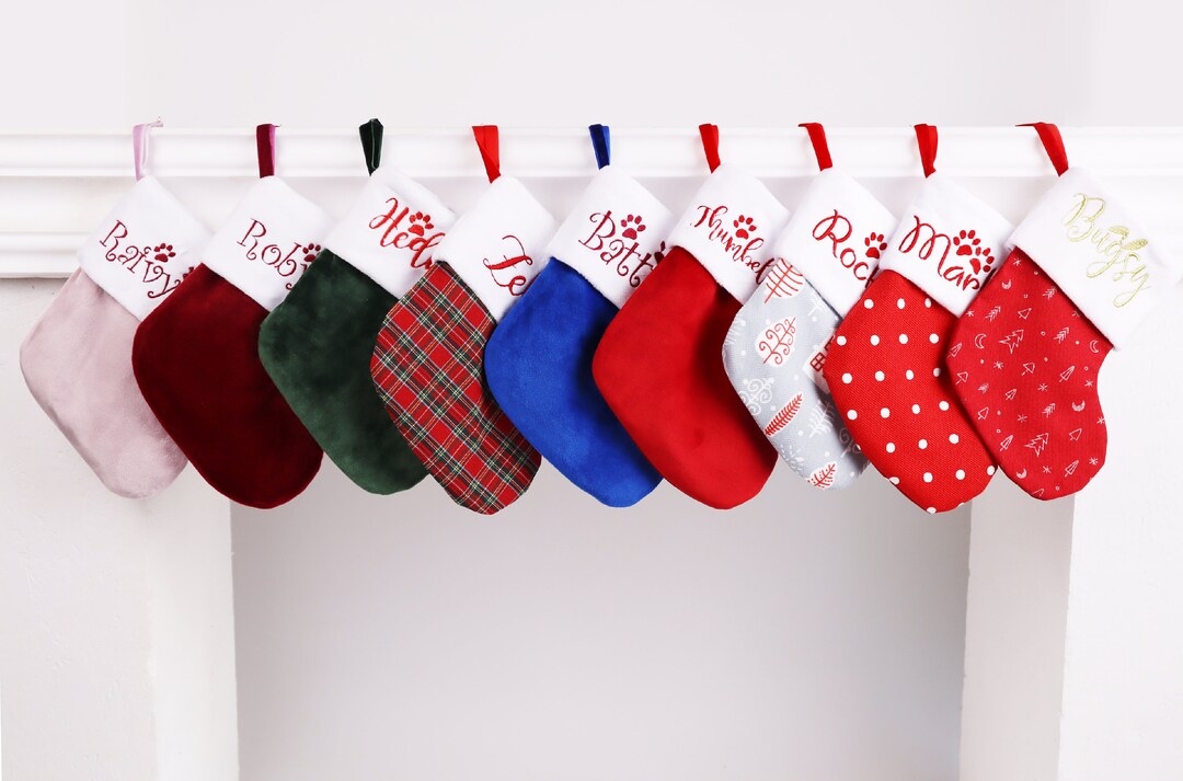 Mini Velvet Stocking Personalized Embroidered With Name and - Etsy