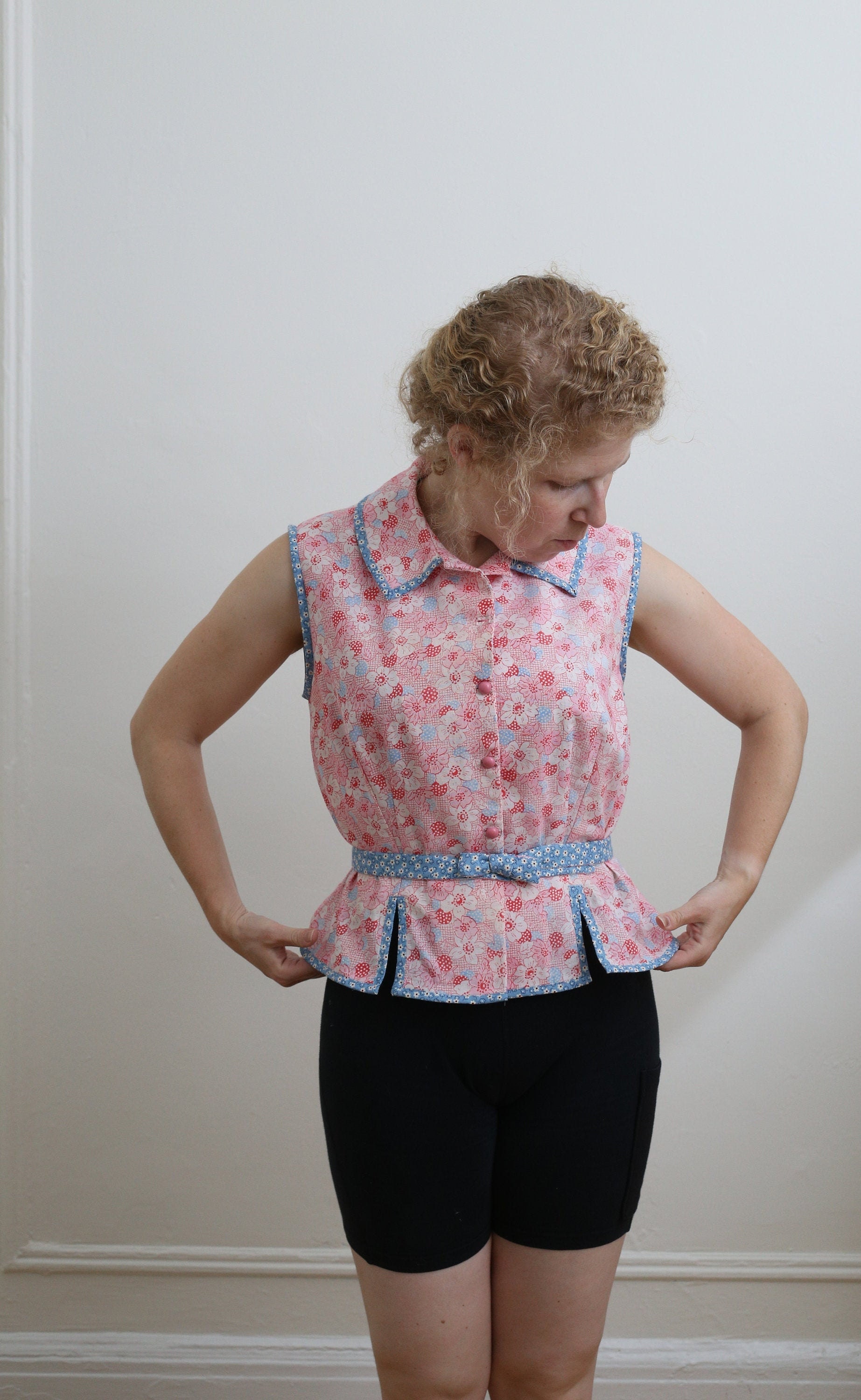 The Sally Shirt 1950's Vintage Reproduction Pink/ Blue - Etsy