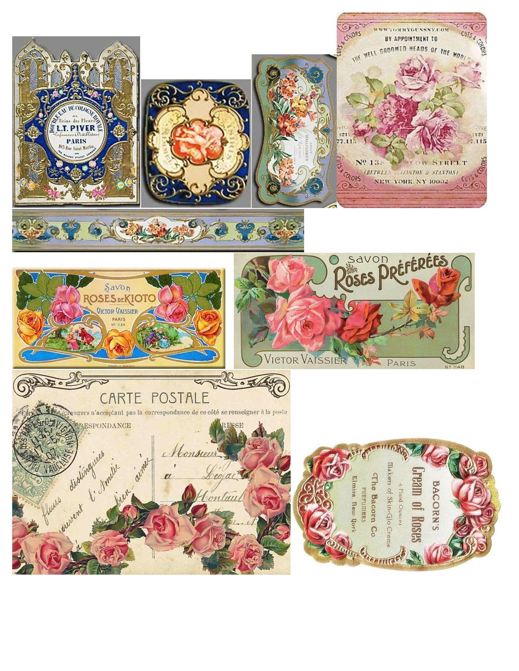 Pink Vintage Adverts & Postcards - Ephemera Digital Download - 14 Page ...