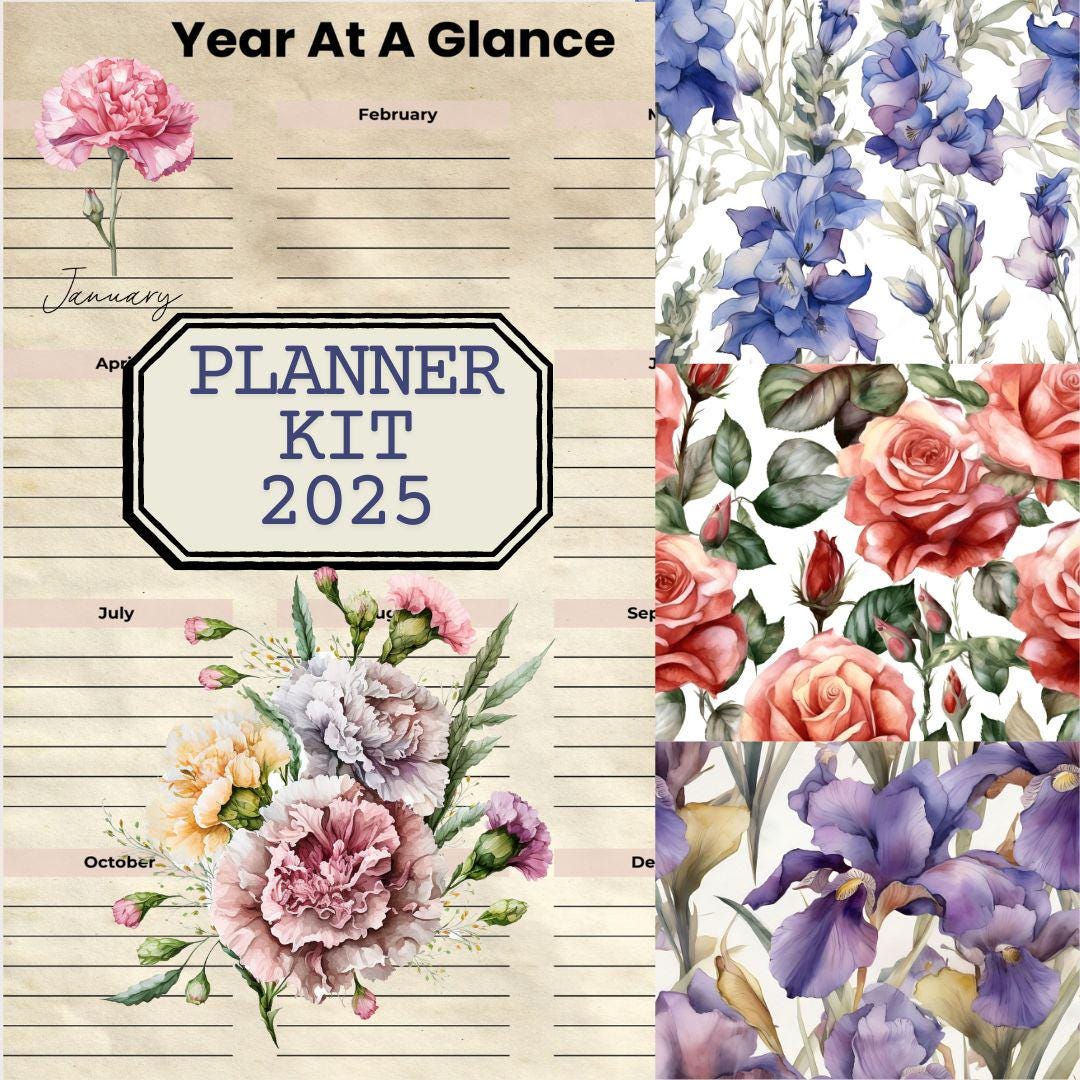 Floral Planner 2025 - 39 Page Junk Journal Digital Printable Kit - Etsy