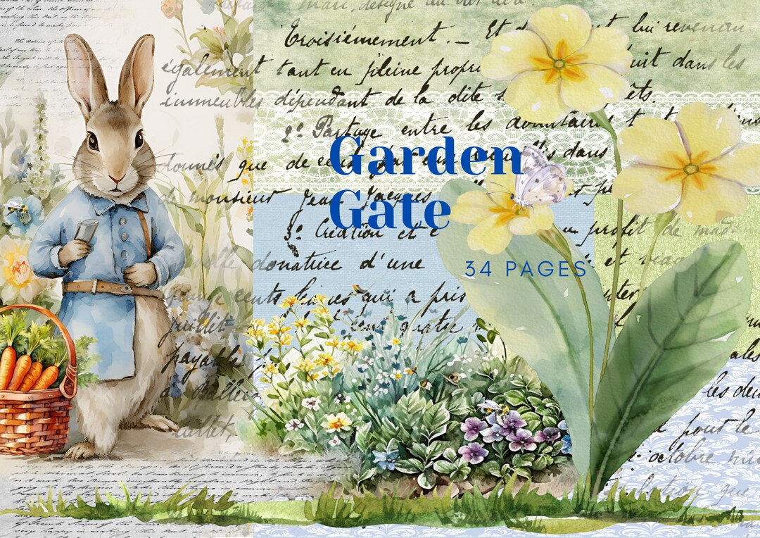 Garden Gate 34 Pages Junk Journal Printable Kit, Floral Digital ...