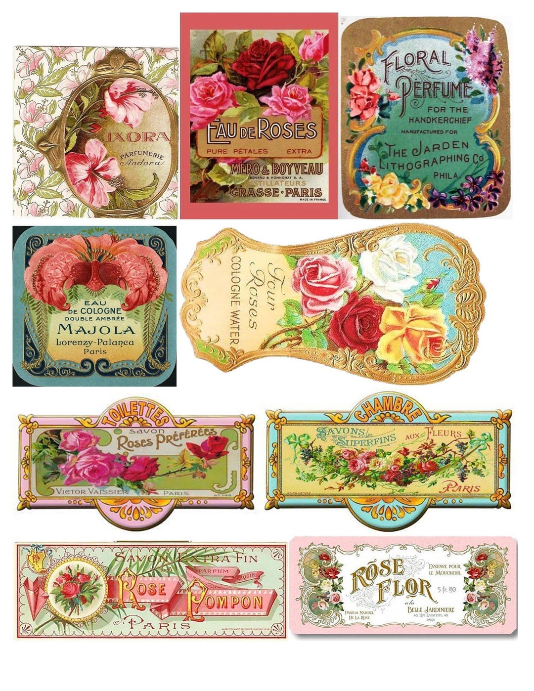 Pink Vintage Adverts & Postcards - Ephemera Digital Download - 14 Page ...