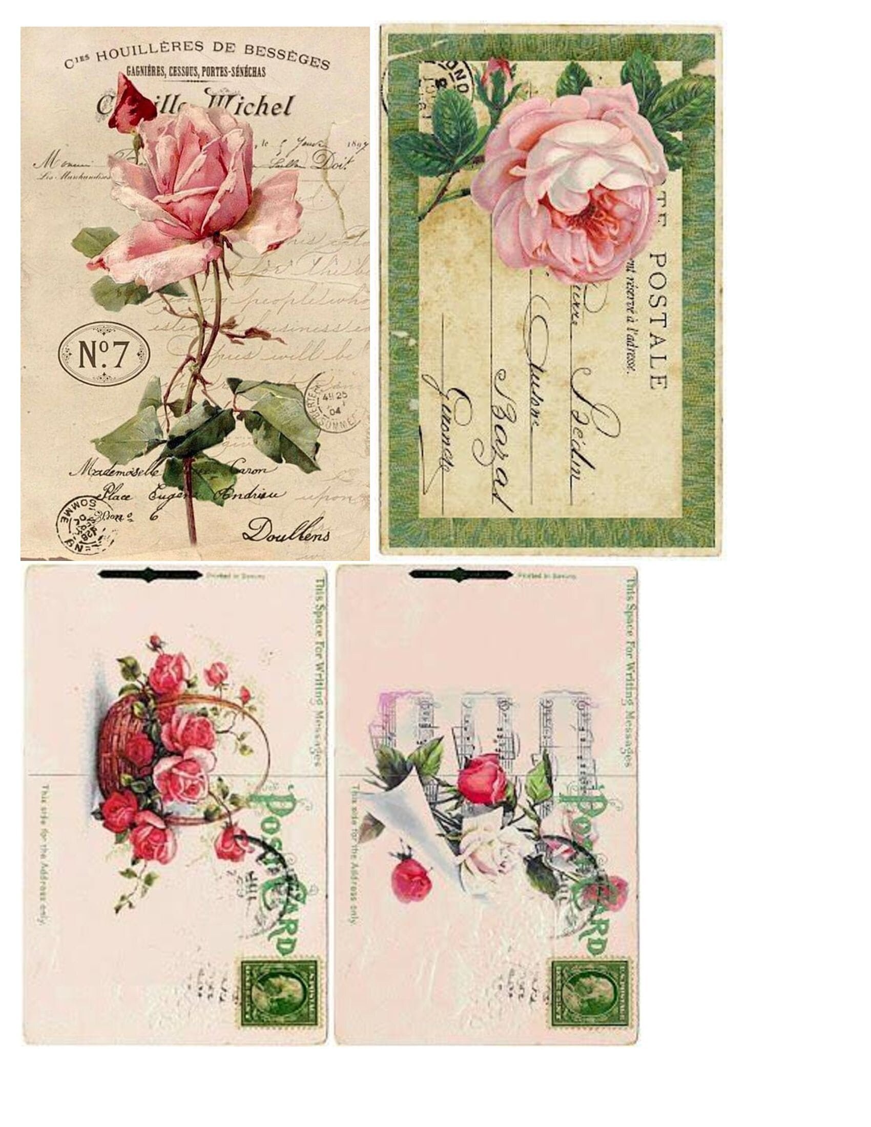 Pink Vintage Adverts & Postcards - Ephemera Digital Download - 14 Page ...