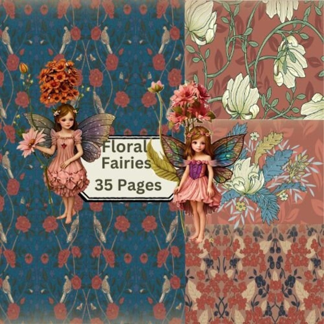 Print & Post Service - Floral Fairies - 35 Pages Junk Journal Kit - Etsy