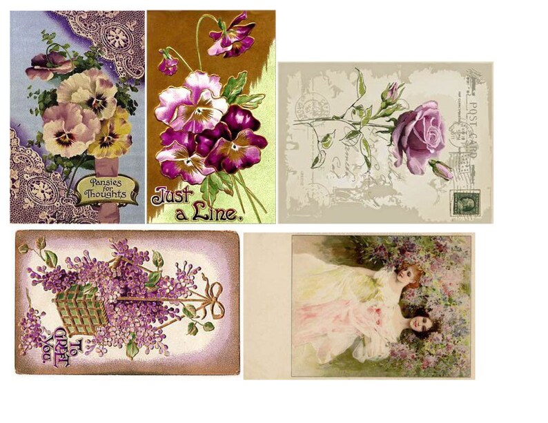 Purple Vintage Adverts & Postcards - Ephemera Digital Download - 12 ...