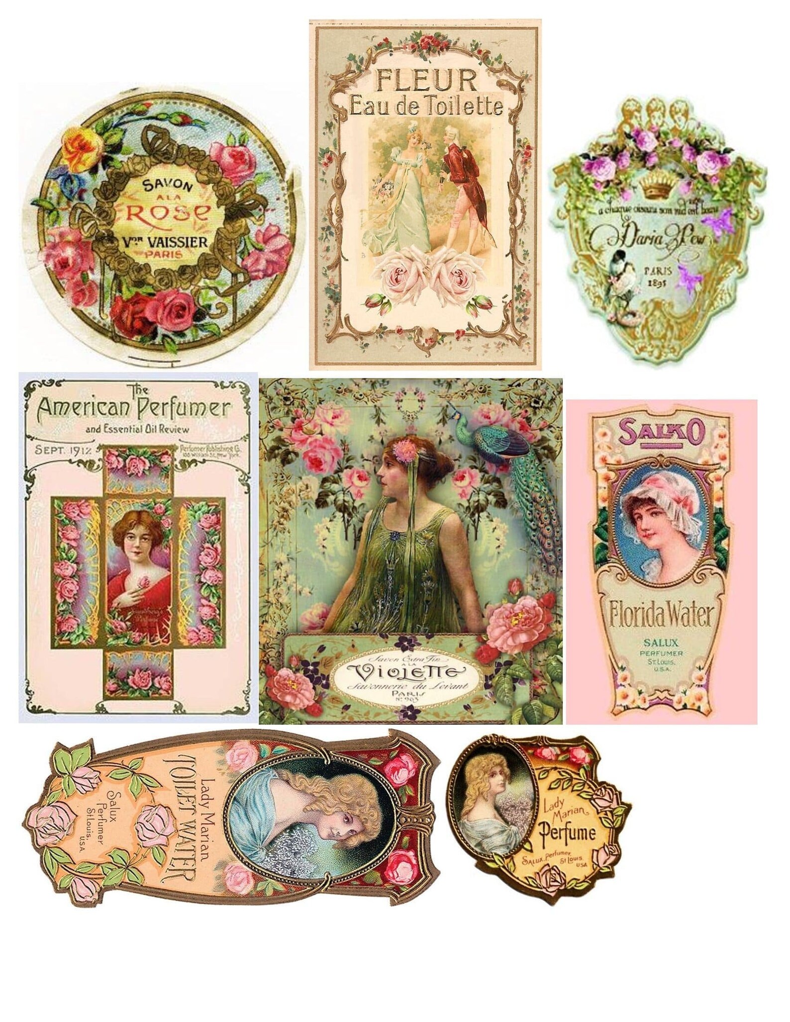 Pink Vintage Adverts & Postcards - Ephemera Digital Download - 14 Page ...