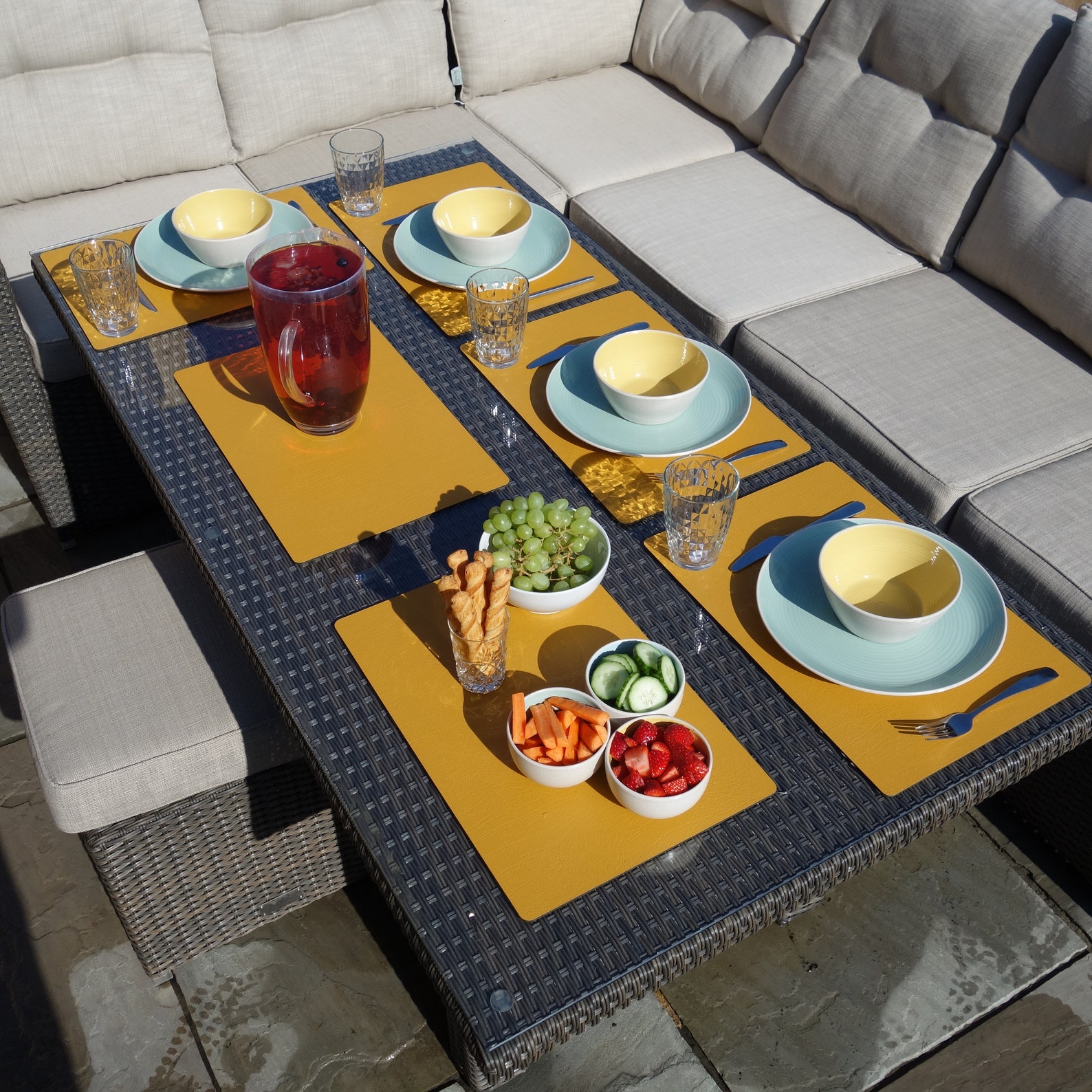 Large Leather Place Mats Sets of 6 Mustard Yellow Table Mats - Etsy