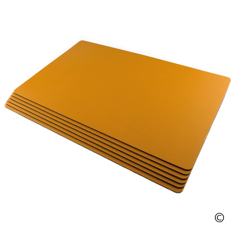 Large Leather Place Mats Sets of 6 Mustard Yellow Table Mats - Etsy