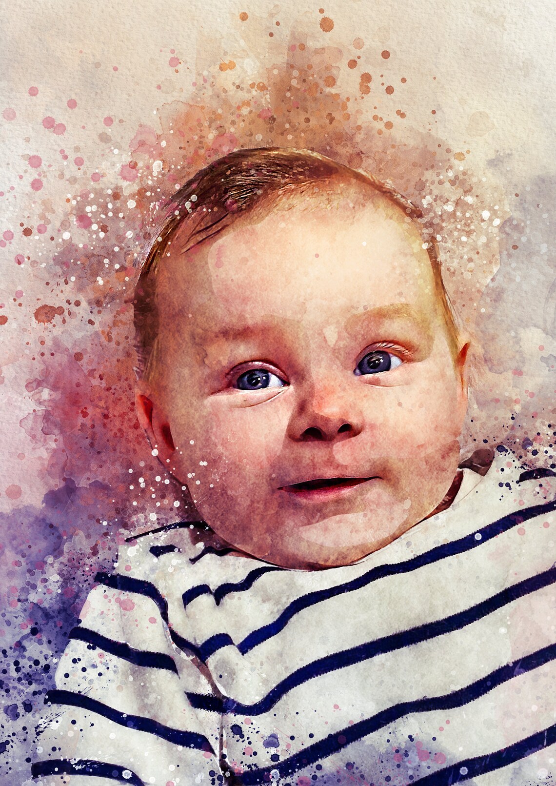 Portrait aquarelle photo bébé à partir d'une de vos photos (fichier Jpg ...
