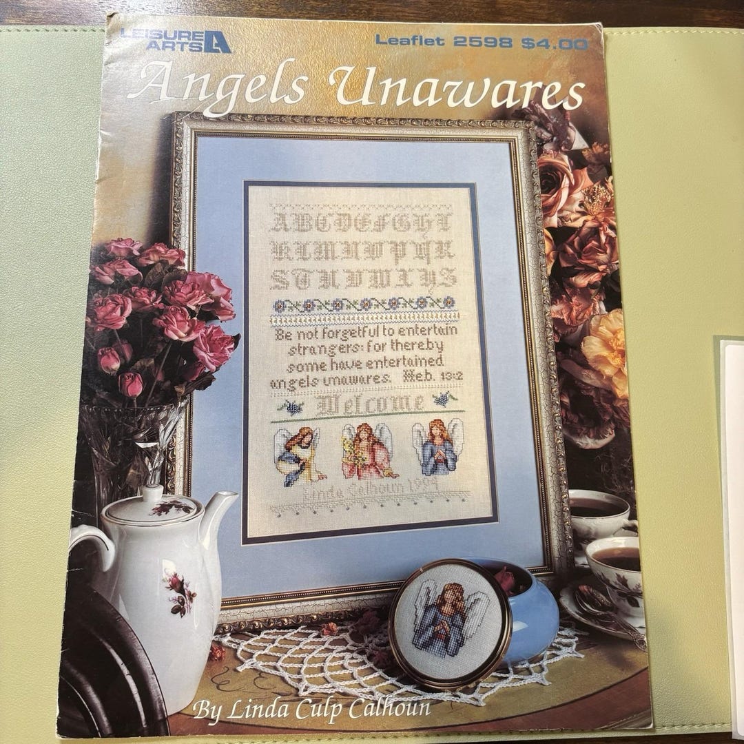 Leisure Arts Angels Unawares Cross Stitch Pattern Leaflet 2598 Sampler ...