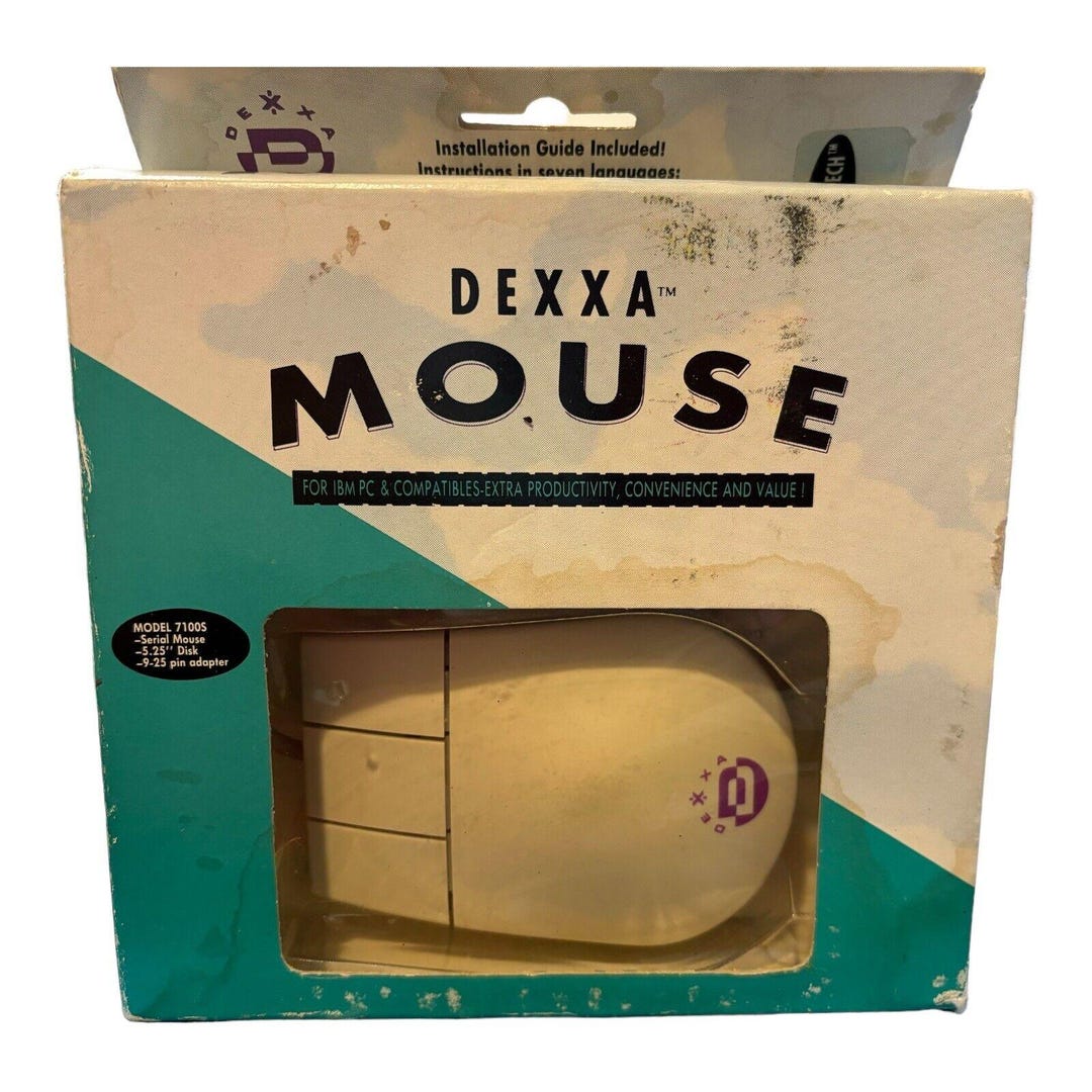 Vintage DOS Computer Mouse Deadstock New DEXXA Serial Mouse 7100S 5.25 ...