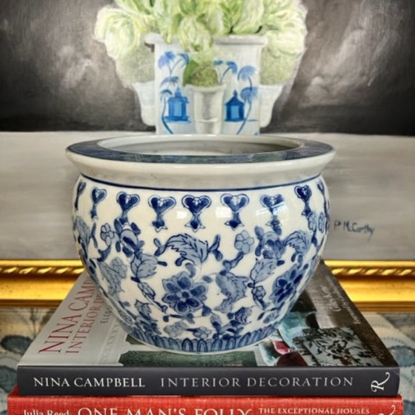 Large Blue and White Planter - Etsy