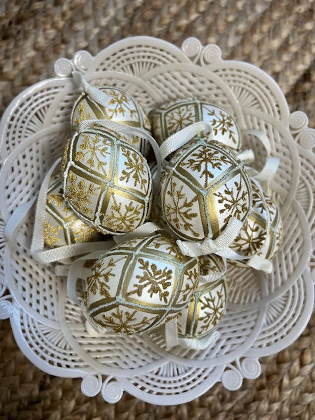 Vintage Gold German Easter Handpainted Natural Eggs Chinoiserie Chic ...