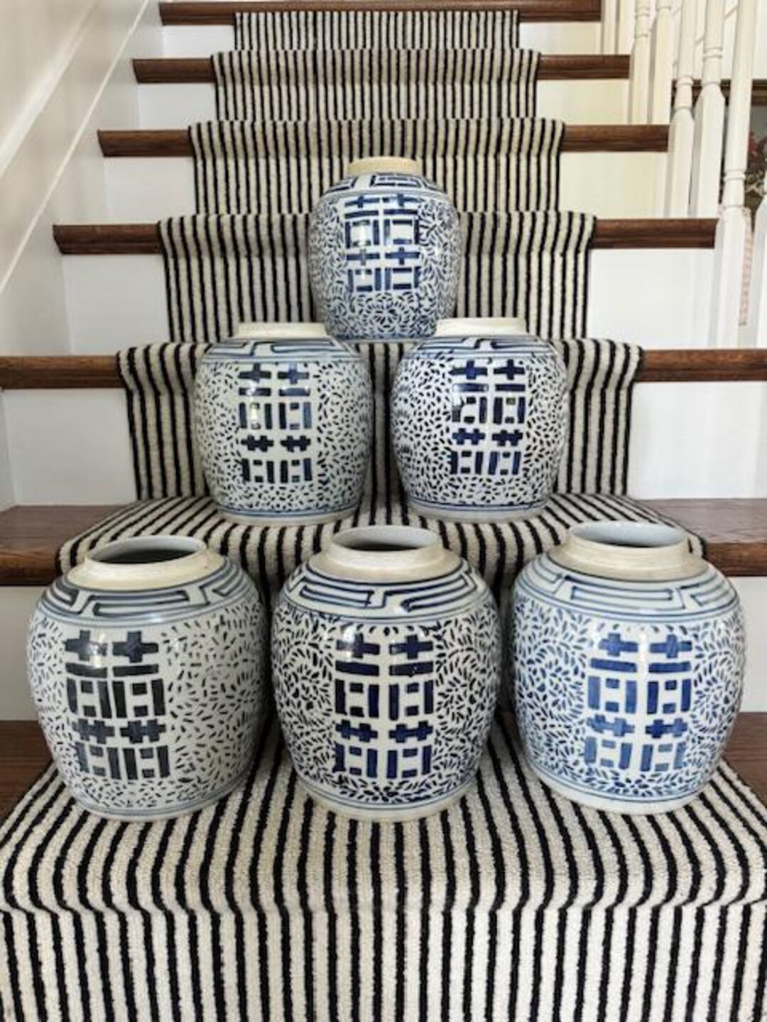 Vintage Handpainted Porcelain Double Happiness Ginger Jar Vase ...