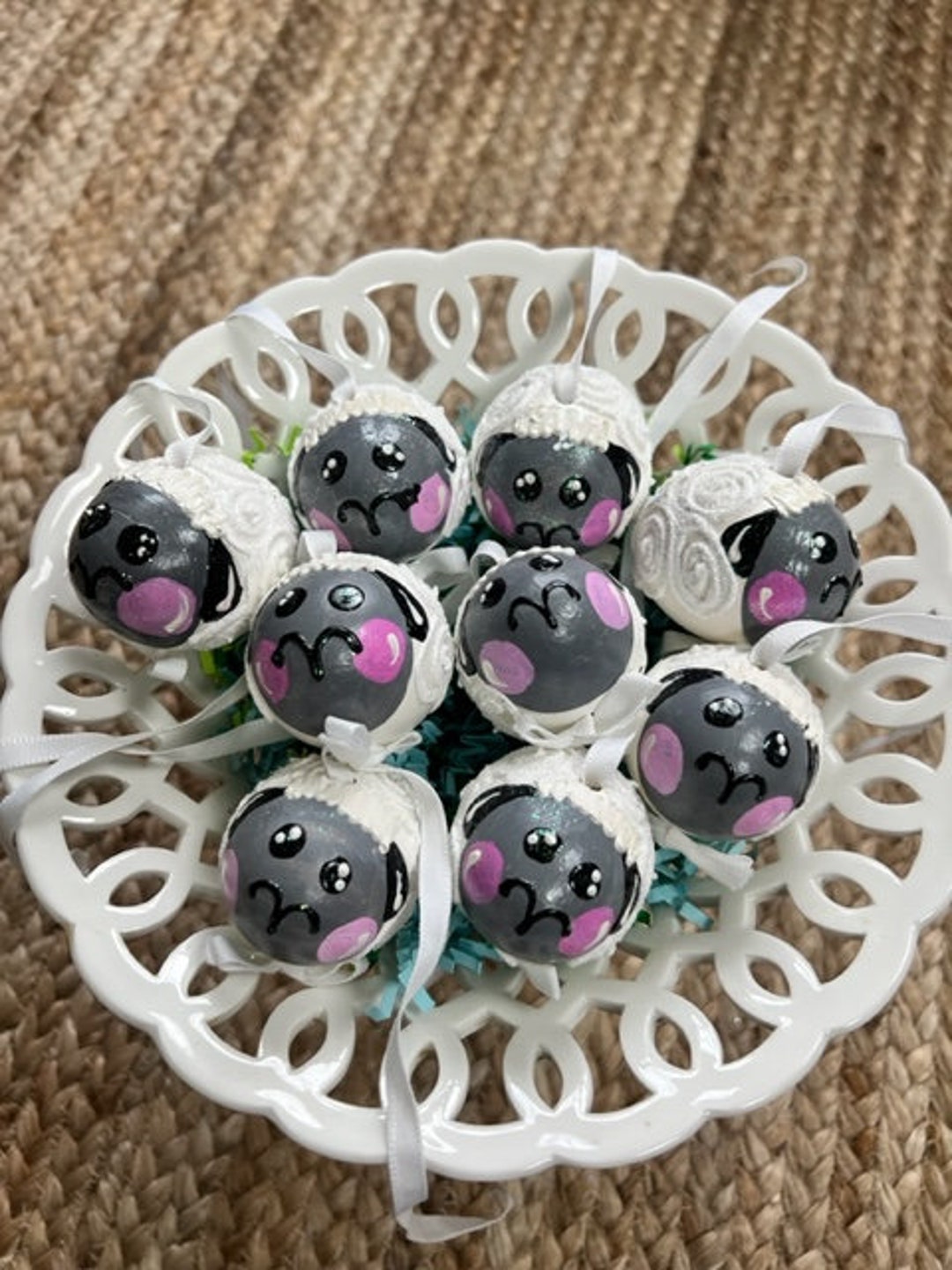 Vintage Lamb Sheep Easter Handpainted Natural Eggs - Chinoiserie Chic ...