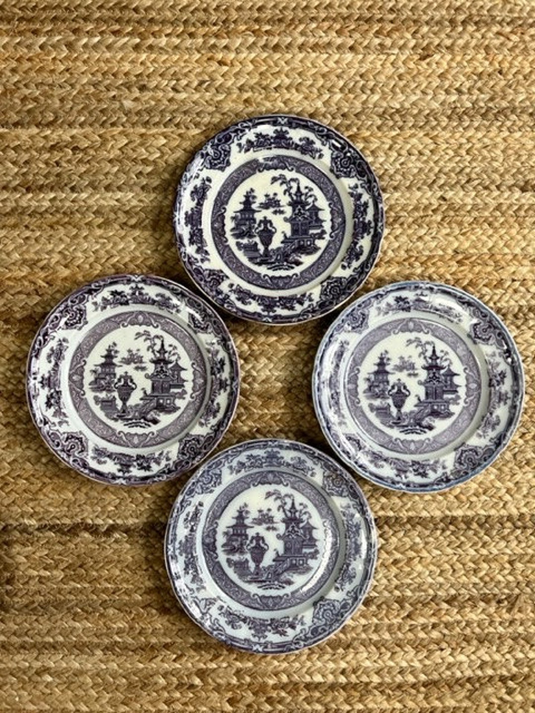 Antique Flow Blue Dinner Plates Vintage China Table Decor Preppy ...