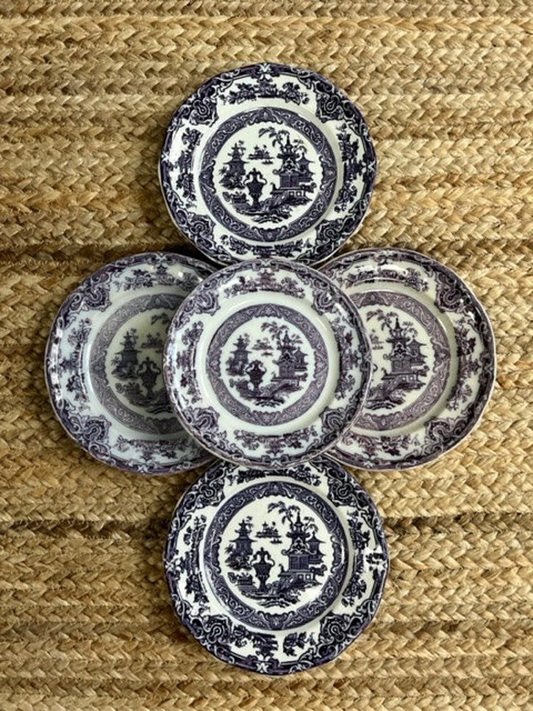 Antique Flow Blue Salad Plates Vintage China Table Decor Preppy ...