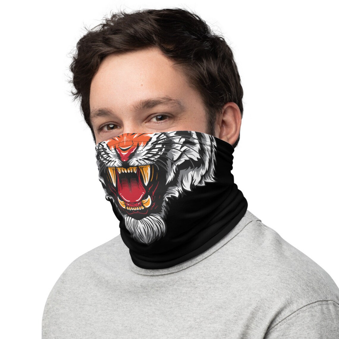 Tiger Face Mask Full Color Creative Neck Gaiter Headband | Etsy