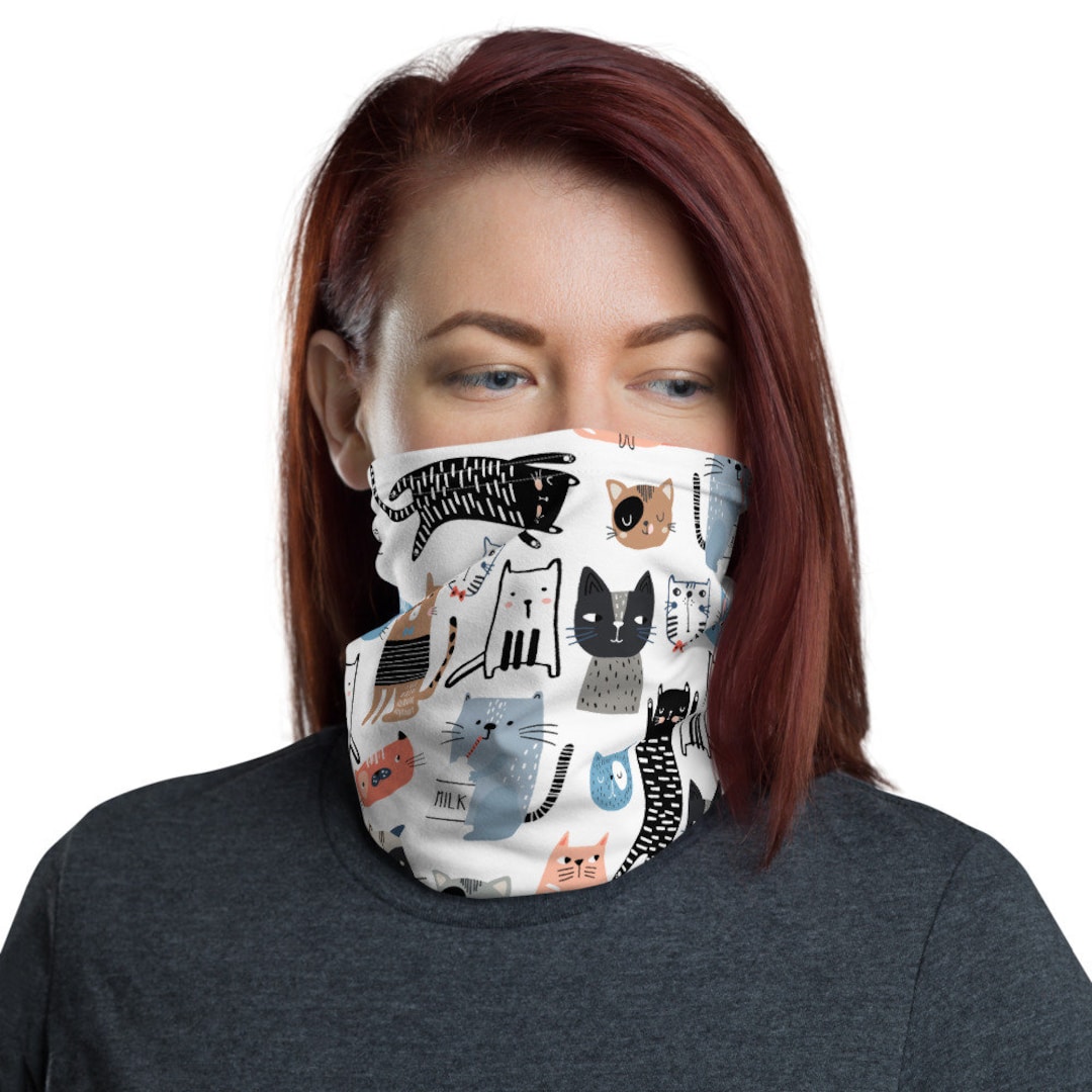 Cat Lovers Pattern | Cat Print Face Mask | Fun Gift | Creative Neck ...