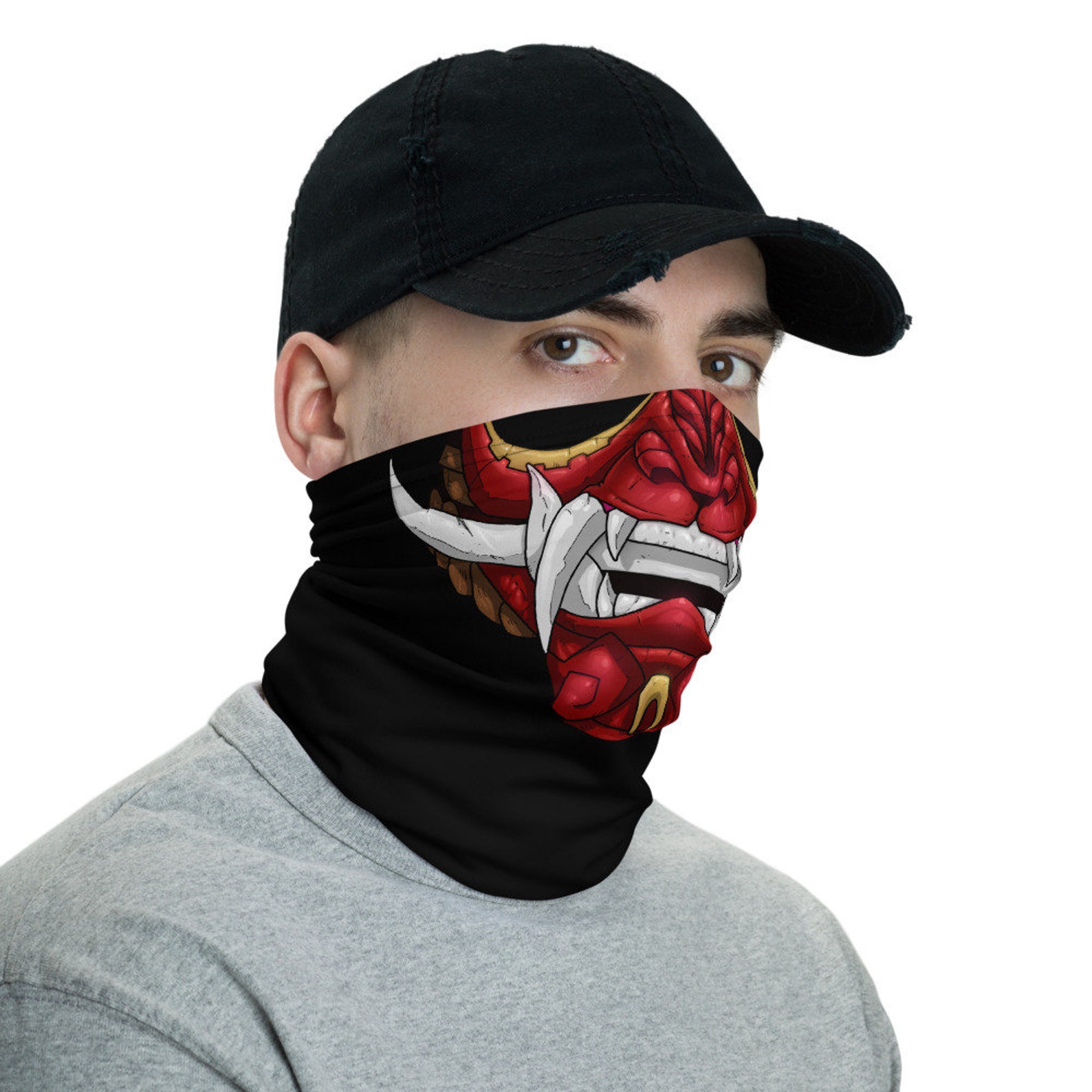 Japanese Oni Demon Face Mask - Creative Neck Gaiter, Headband Balaclava ...