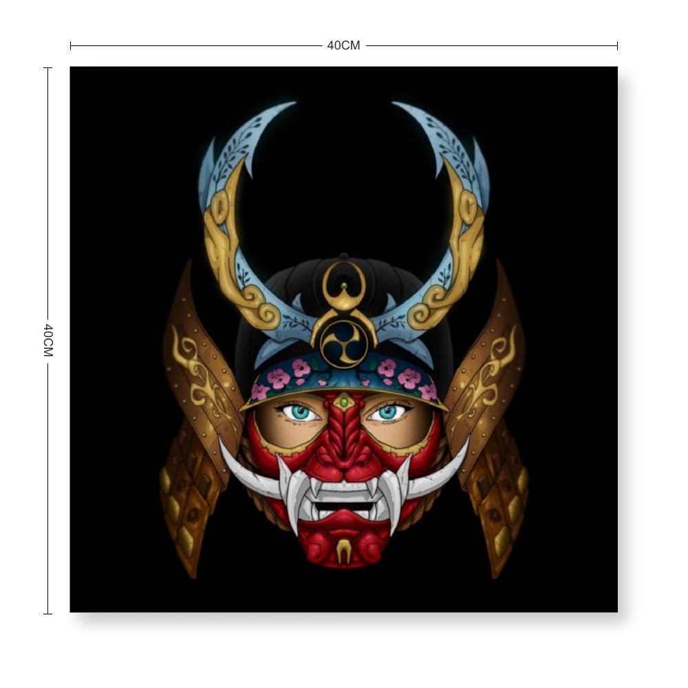 Japanese Oni Demon Mask Frameless Canvas Print | Etsy