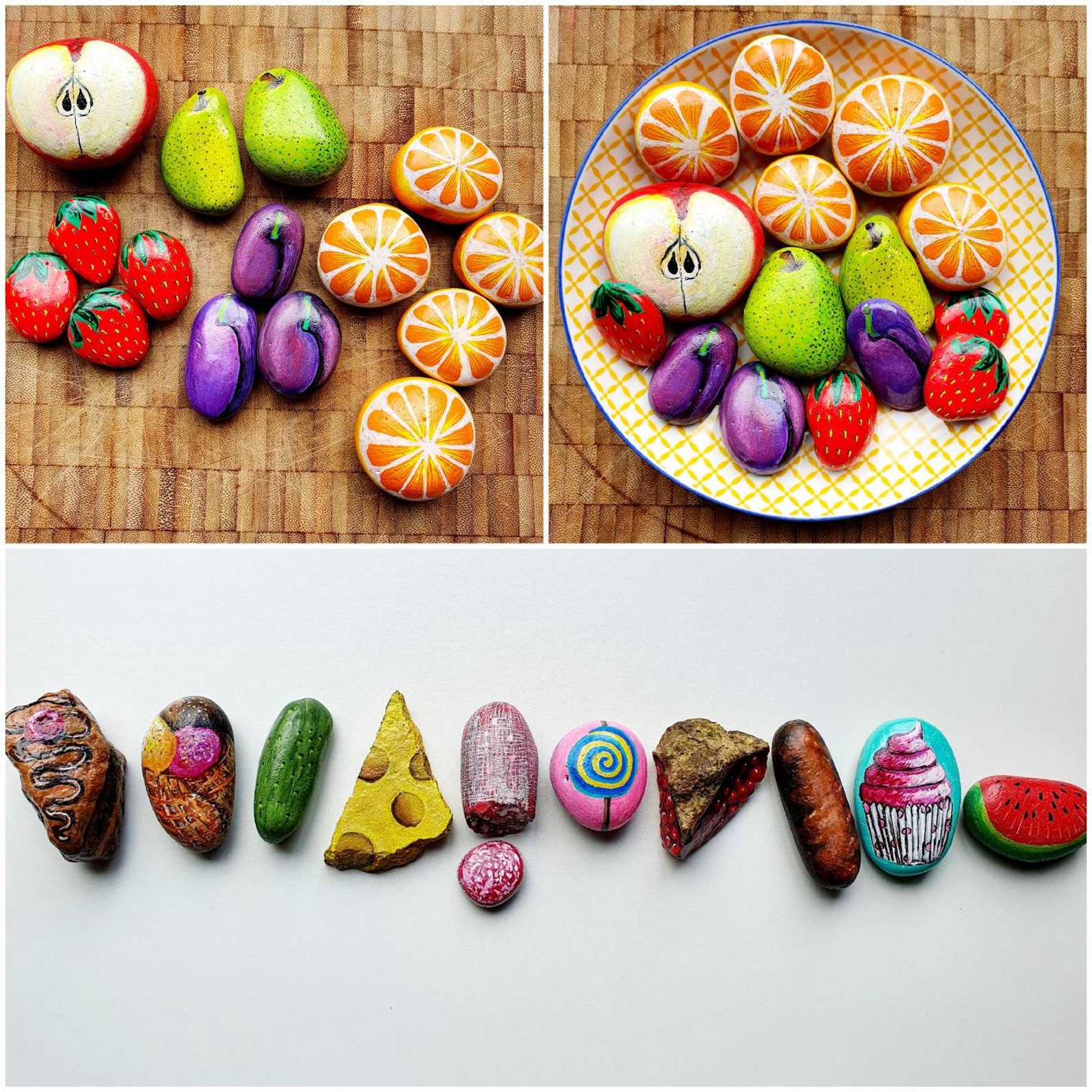 Food Painted Stones - Etsy