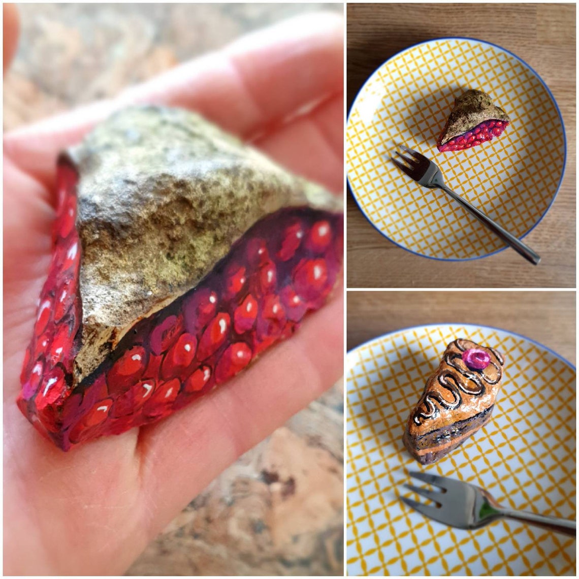 Food painted stones | Etsy