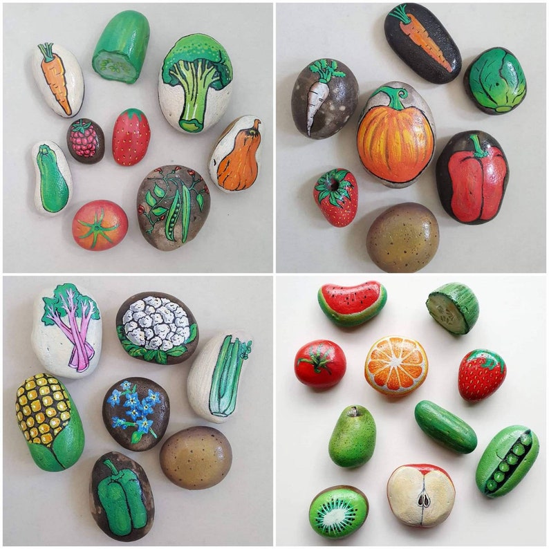 Food Painted Stones - Etsy