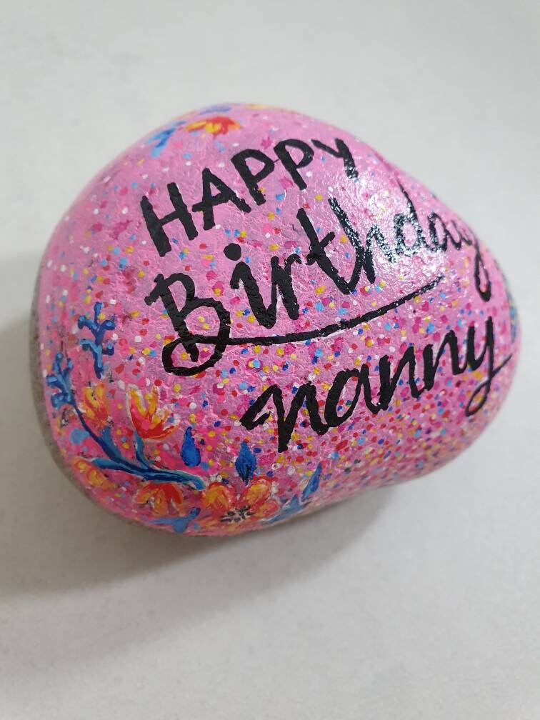 Happy Birthday Painted Stone - Etsy