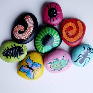 Creepy Crawley Bug Set of 8 Painted Stones - Etsy UK