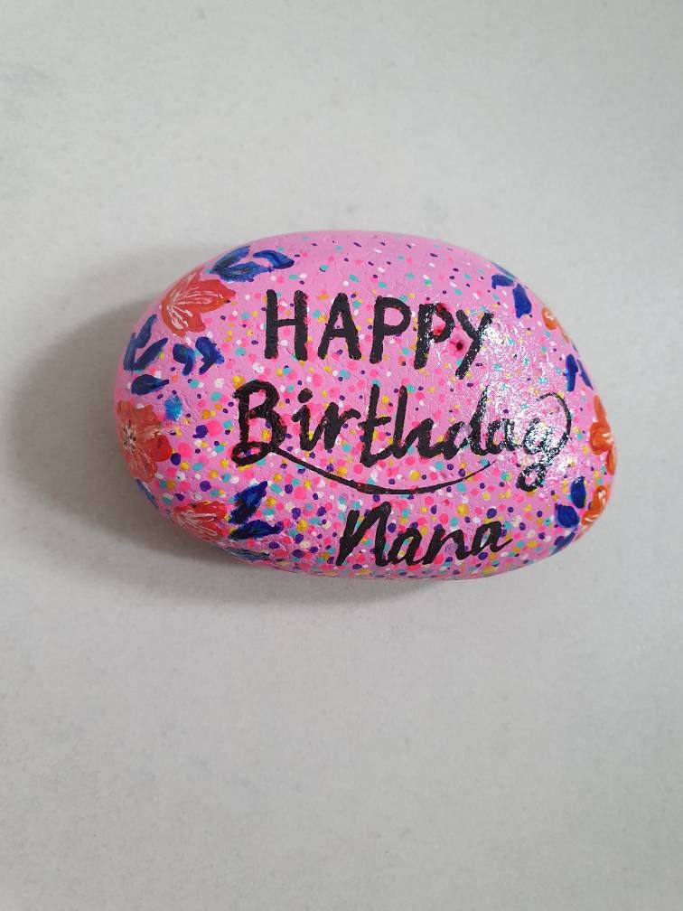 Happy Birthday Painted Stone - Etsy