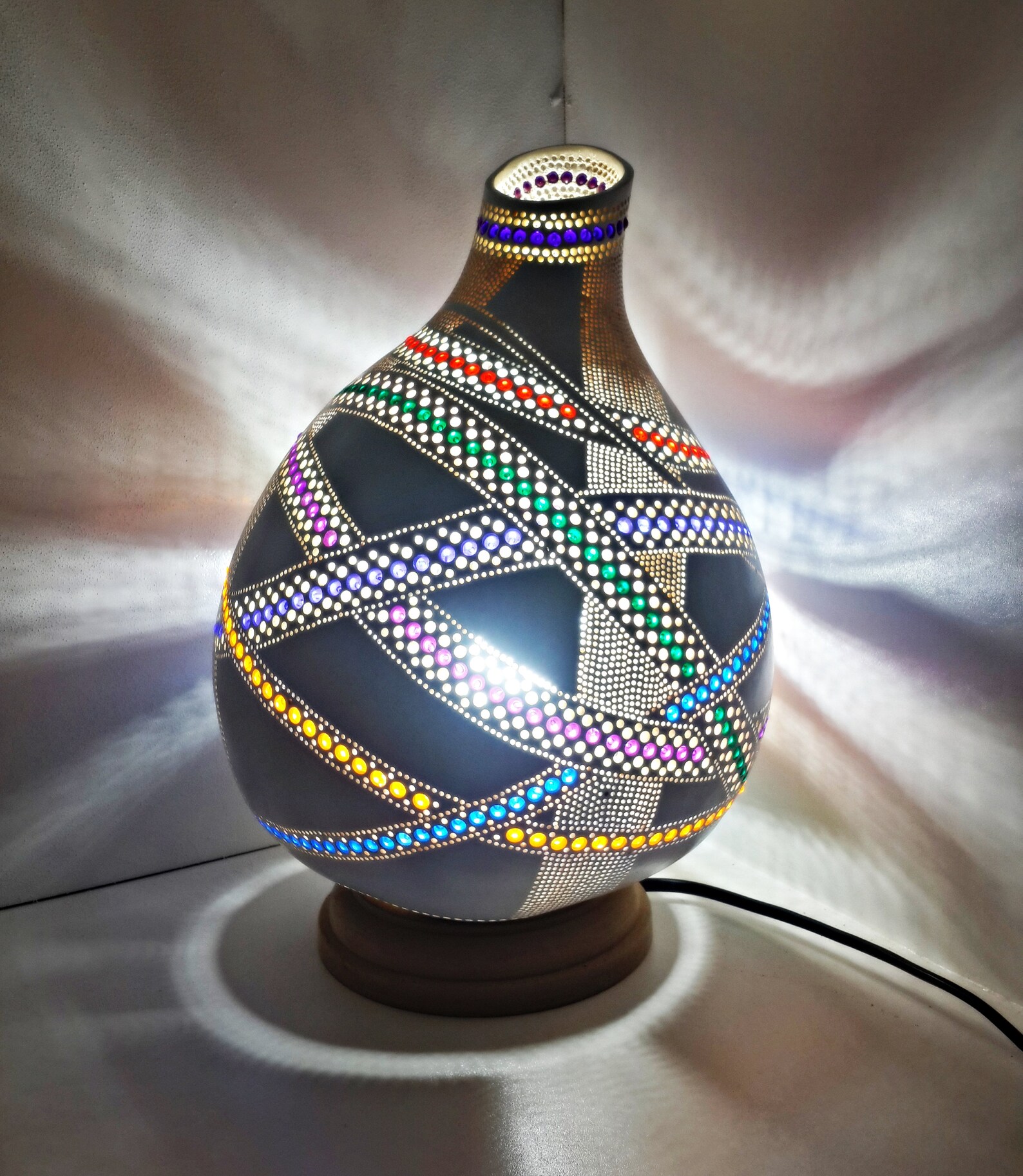 Bold Ring Chain Handmade Gourd Lamp | Etsy