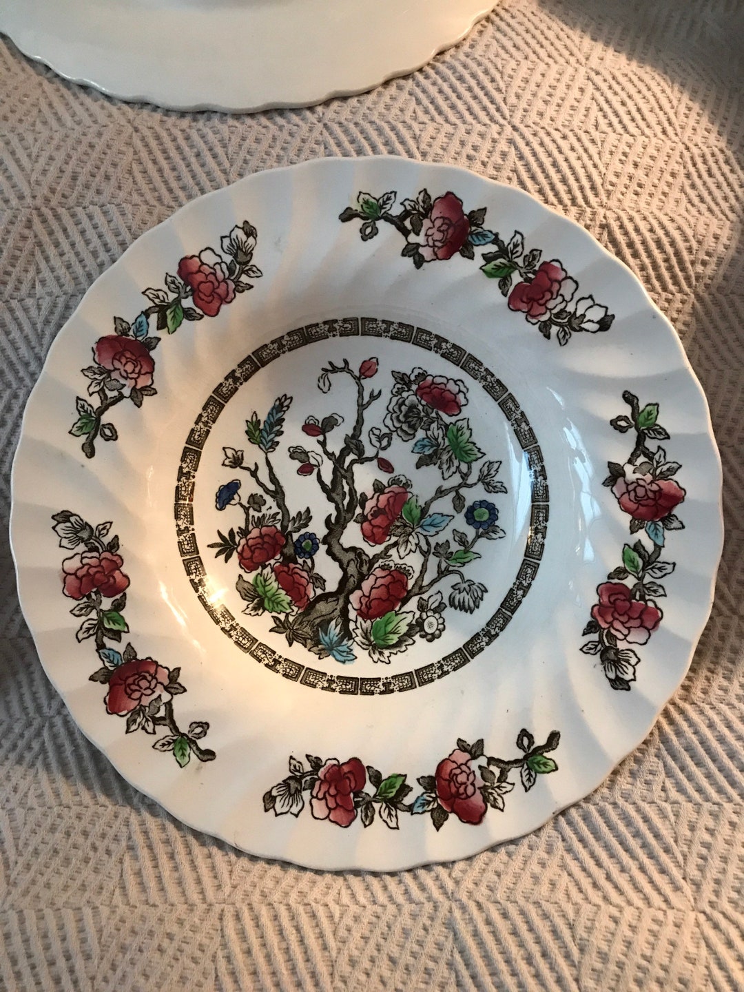 Charming Vintage Myott indian Tree Design, Lipped With Flutted Rim ...