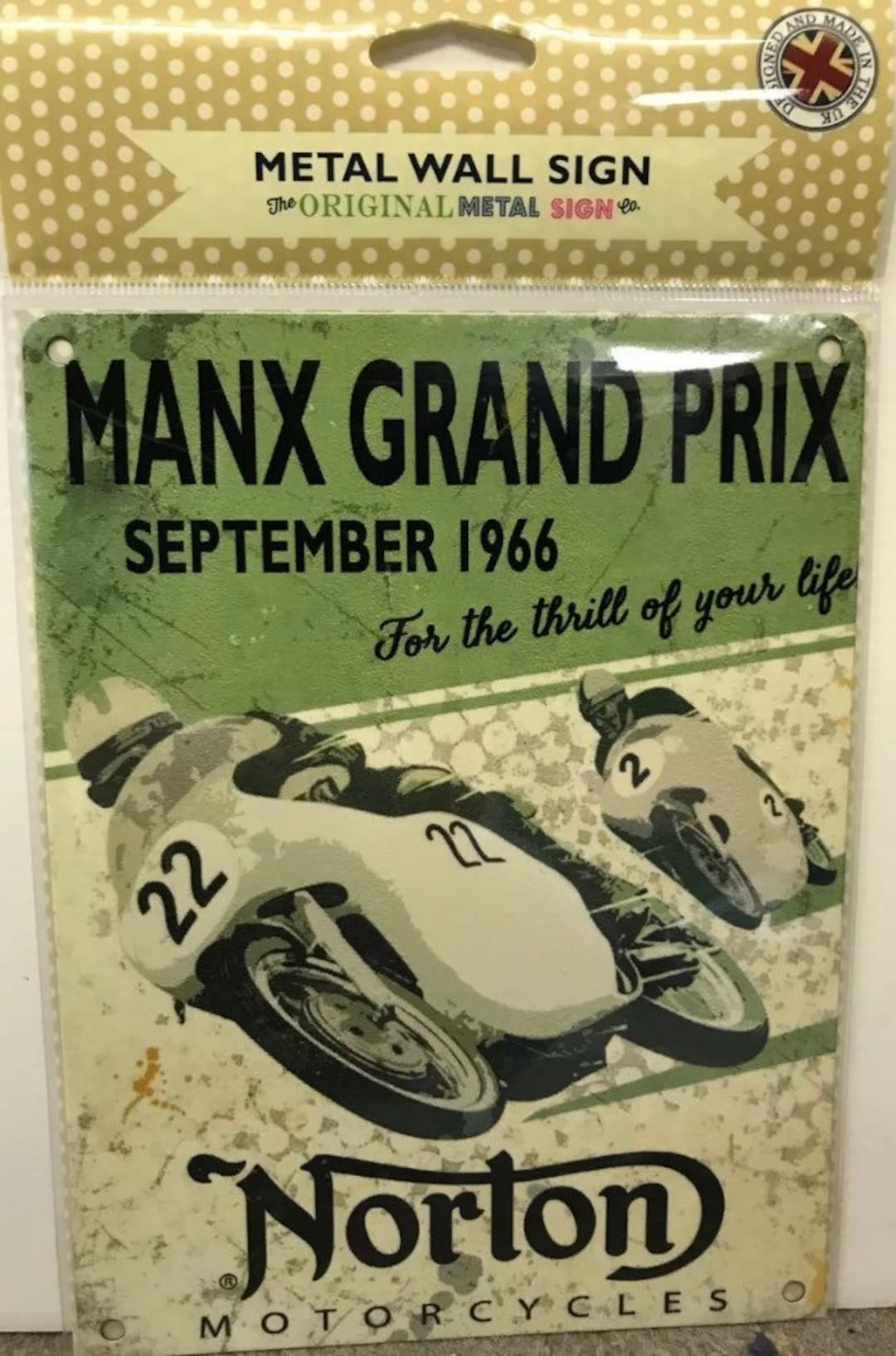 Retro Vintage MANX Grand Prix 1966 Tin Metal Wall Sign. in the Popular ...