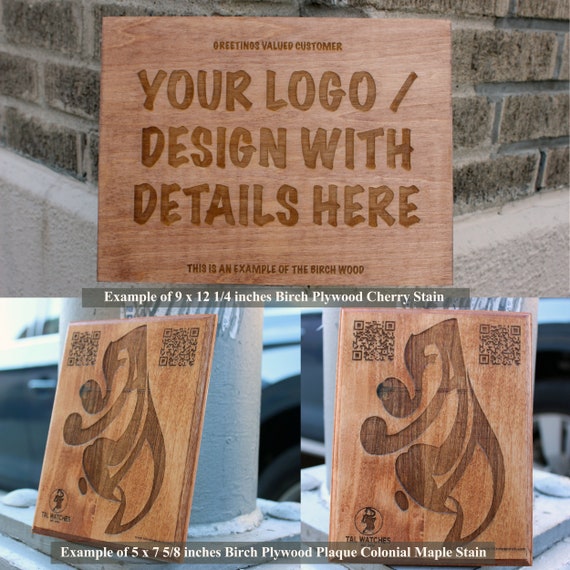 Engraved Logo on Wood Custom Business Logo or Design - Etsy