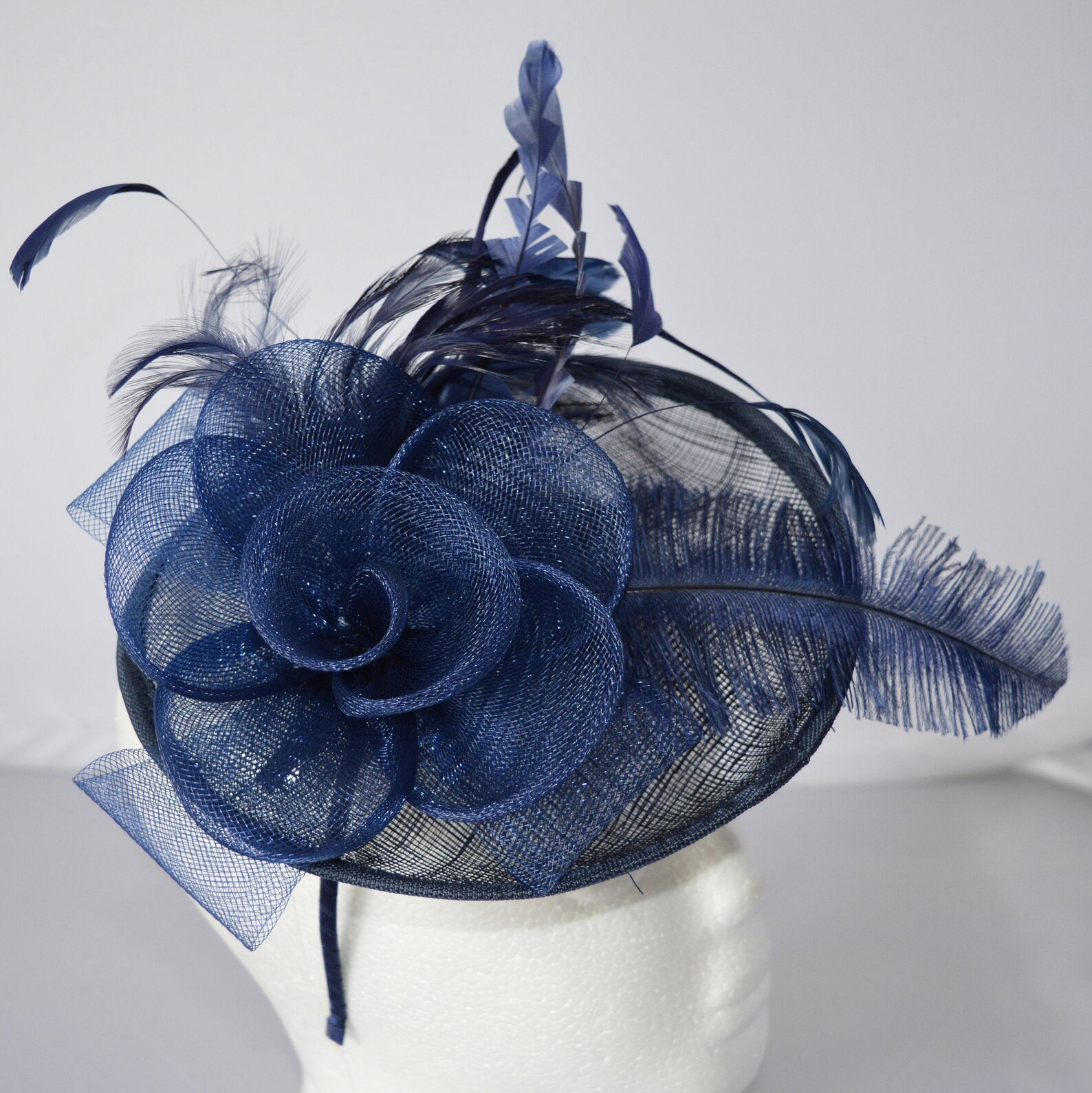 Navy Blue Fascinator Hatinator with Band & Clip Weddings | Etsy