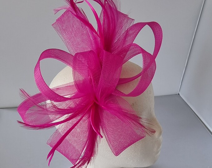 New Hot Pink Colour Fascinator Hatinator With Band & Clip Weddings ...