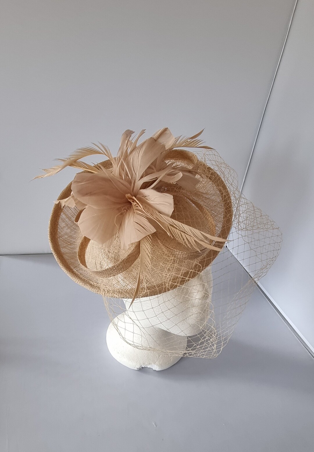 New Khaki Colour Fascinator Hatinator With Band & Clip Weddings Races ...