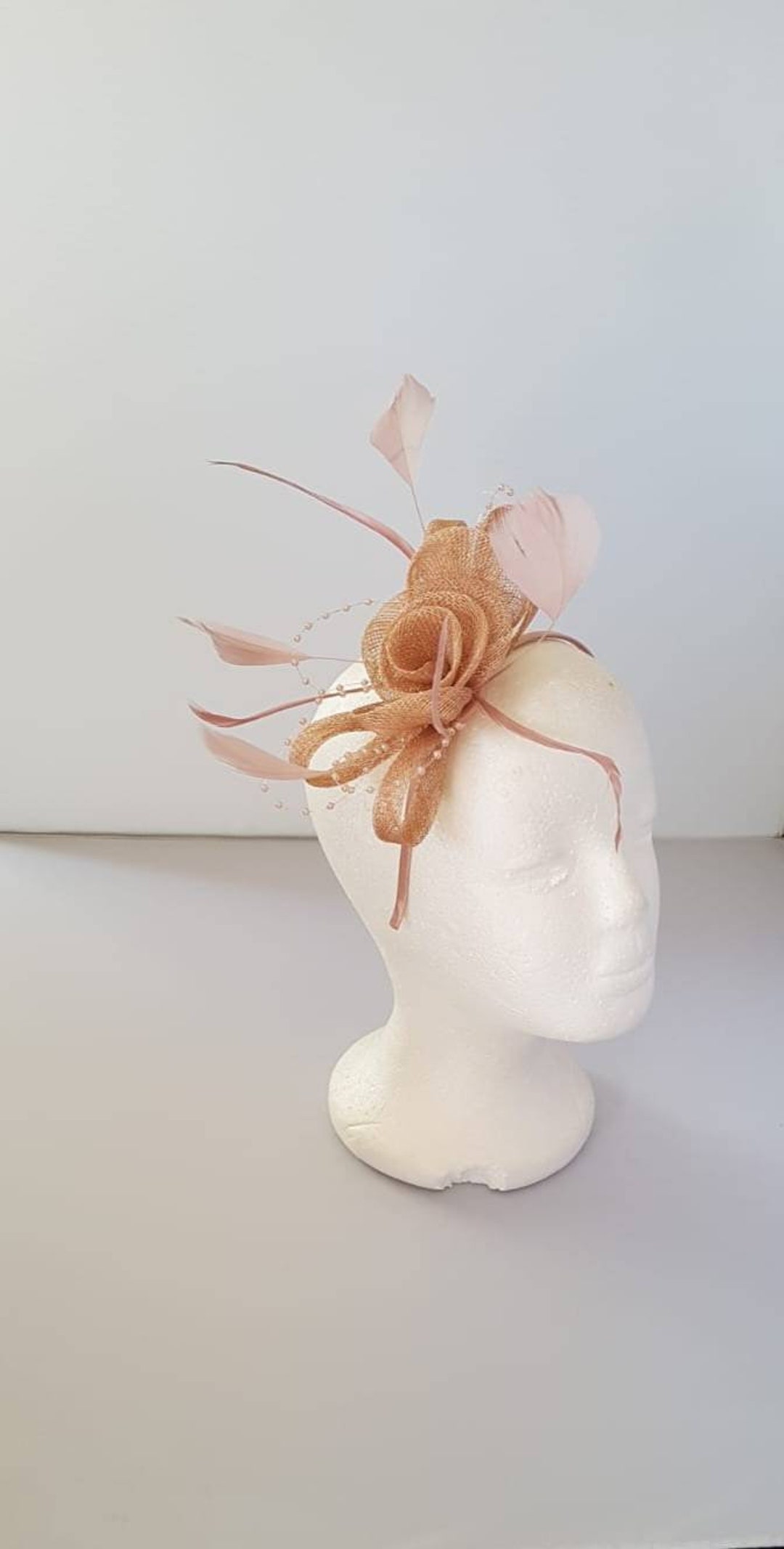 New Dusty Pink Colour Fascinator Hatinator With Headband Weddings Races ...