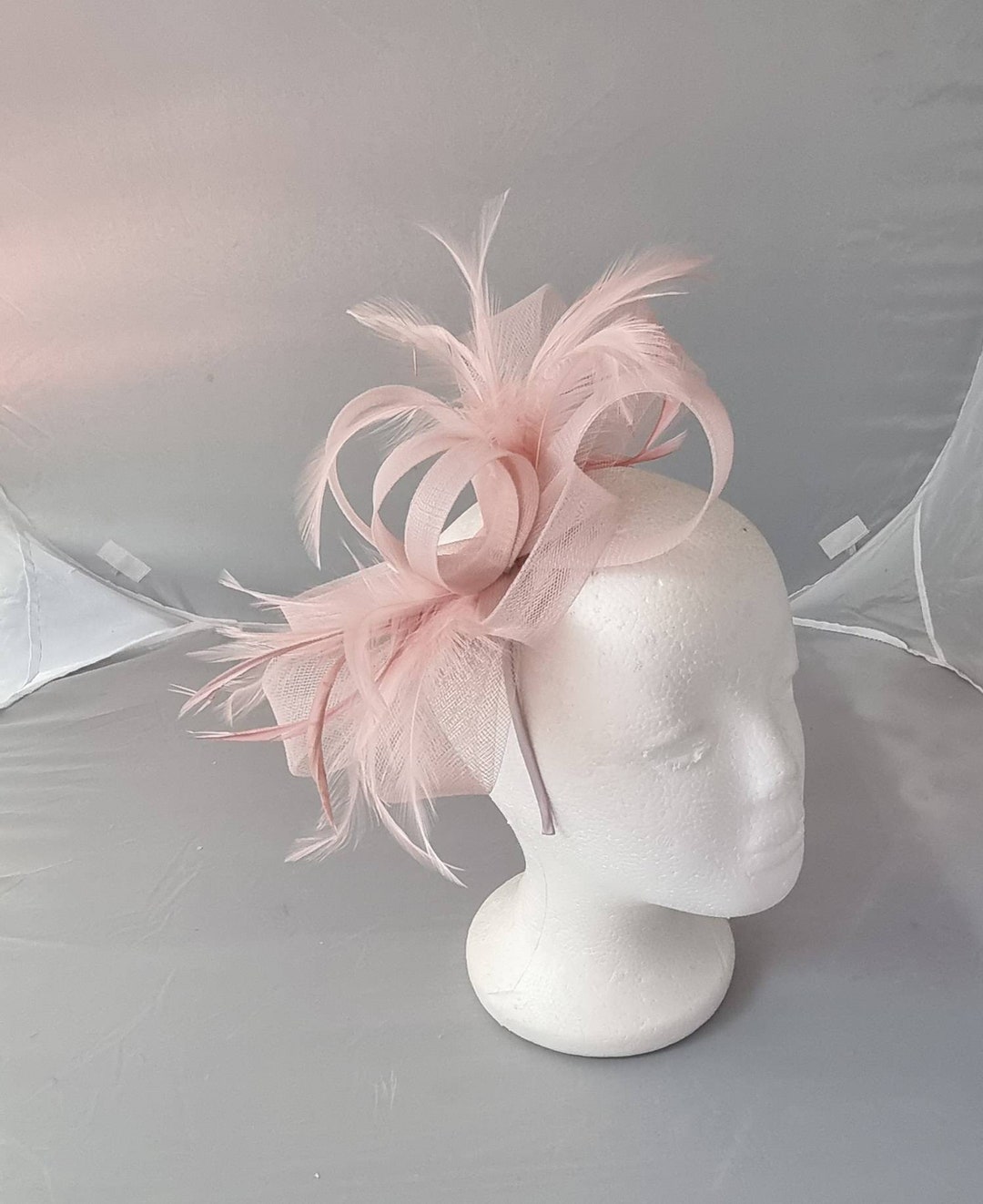 New Pale Pink ,light Pink Colour Fascinator Hatinator With Band & Clip ...