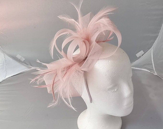 New Pale Pink ,light Pink Colour Fascinator Hatinator With Band & Clip ...