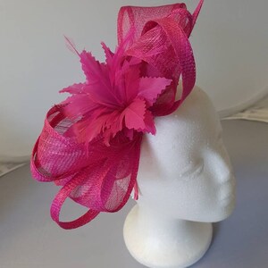 New Hot Pink Colour Fascinator Hatinator With Headband & Clip Weddings ...