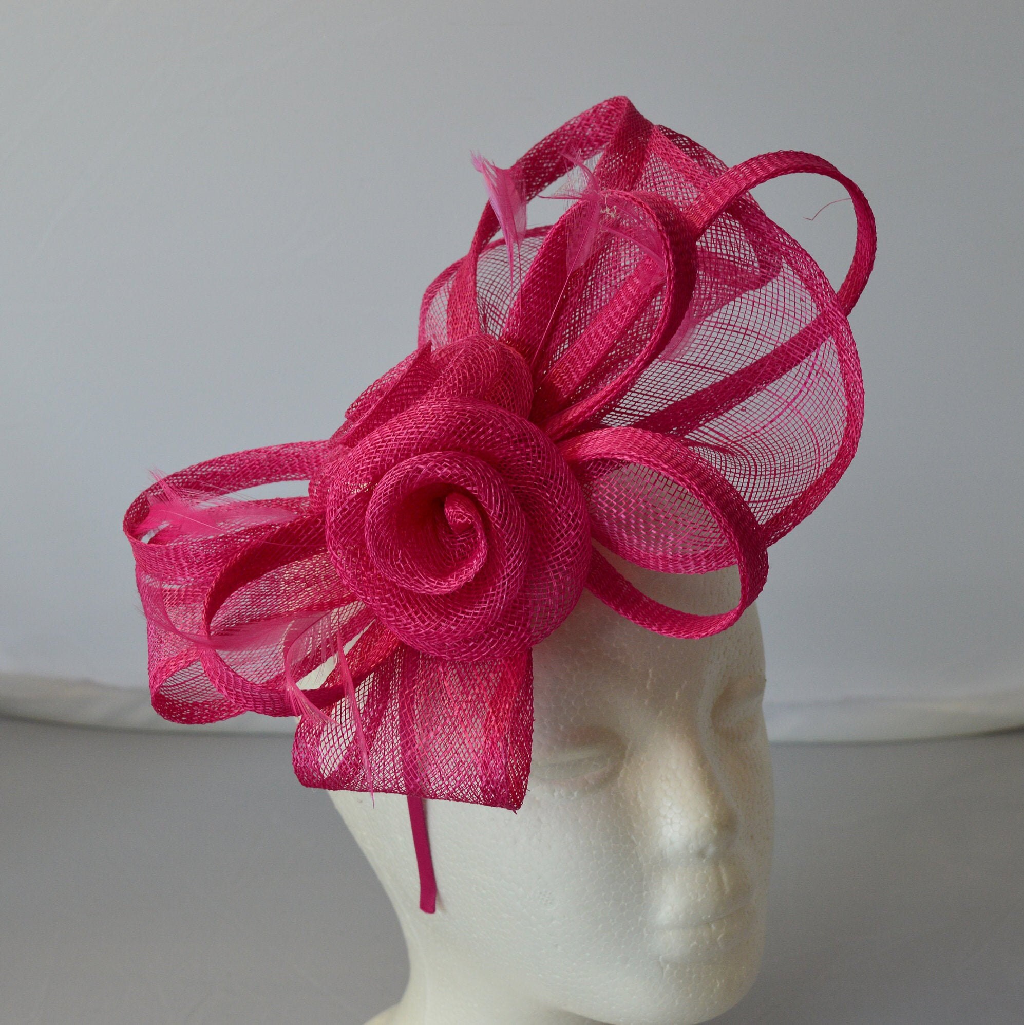 Hot Pink Fascinator Hatinator With Band & Clip Weddings Races - Etsy UK