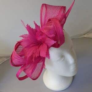 New Hot Pink Colour Fascinator Hatinator With Headband & Clip Weddings ...