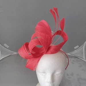 New Coral Pink Colour Fascinator Hatinator With Headband Weddings Races ...