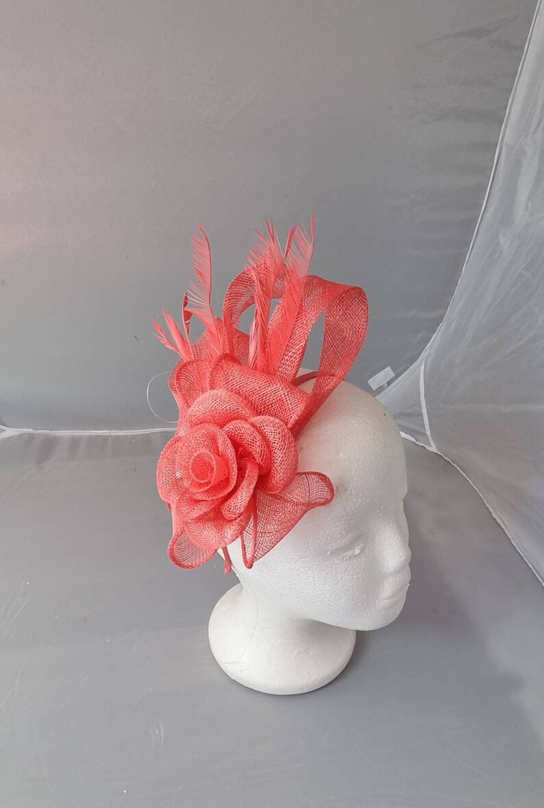 New Coral Pink Colour Fascinator Hatinator With Band & Clip - Etsy