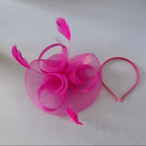 New Hot Pink ,pink Colour Fascinator Hatinator With Band & Clip ...