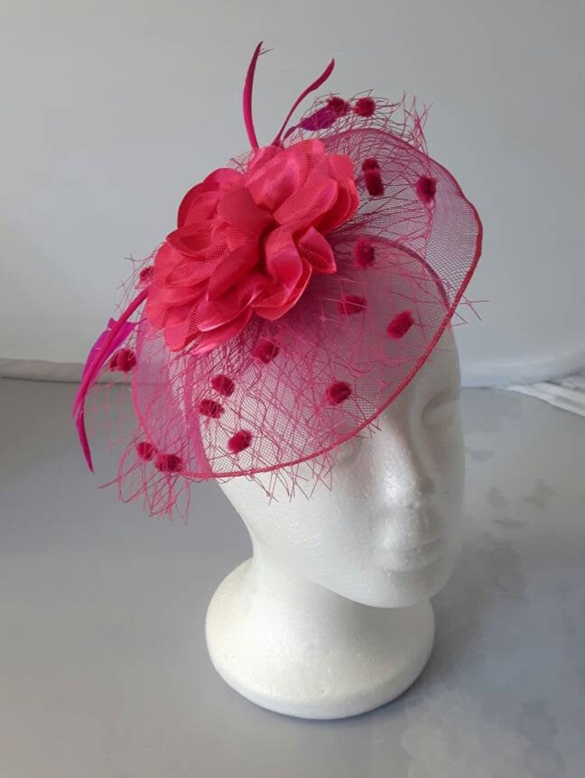 New Hot Pink Fascinator Hatinator with Band & Clip Weddings | Etsy